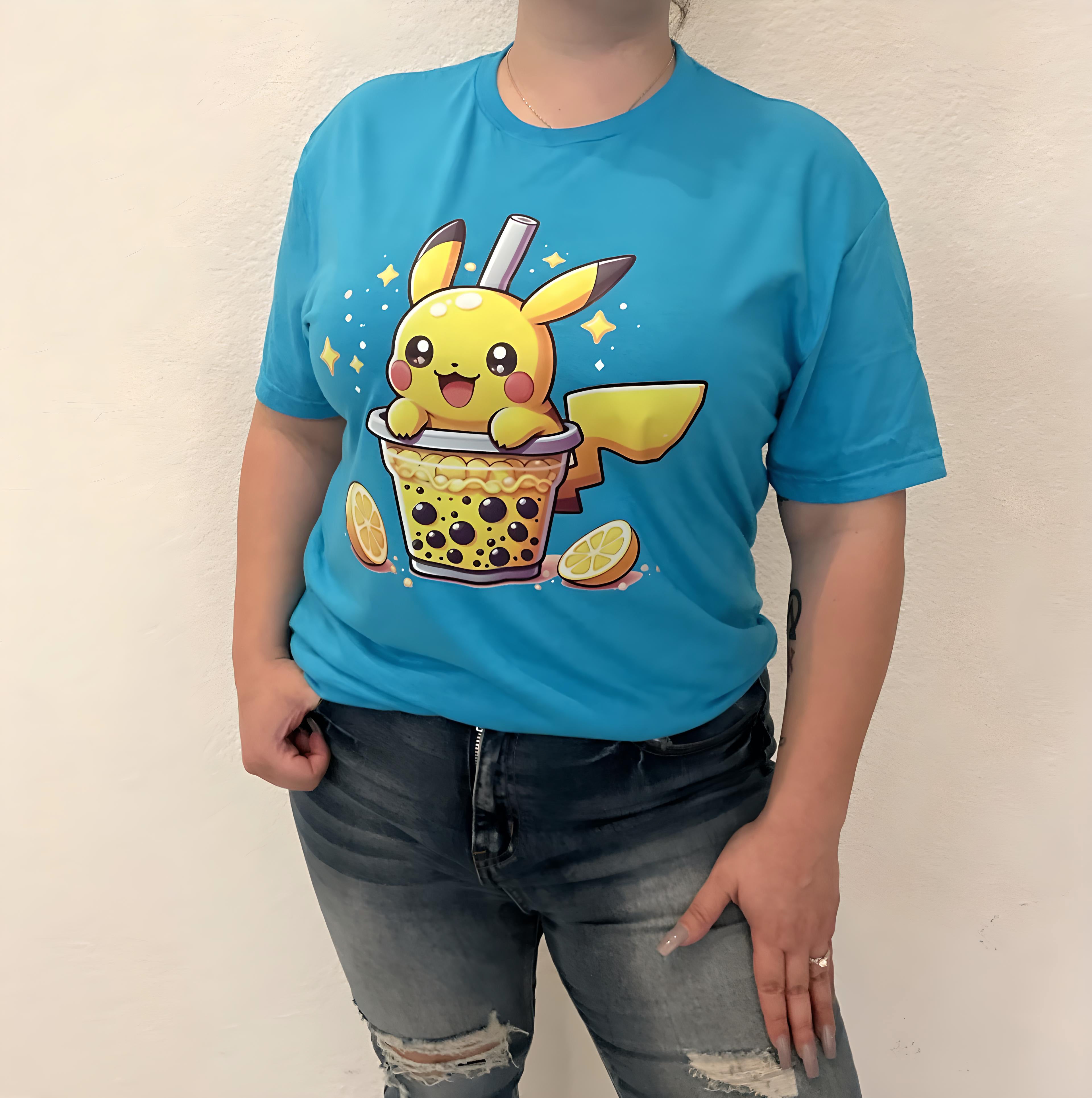 Pikachu Boba Unisex Tee, Pikachu Shirt, Boba Shirt, Pikachu Boba Shirt ...